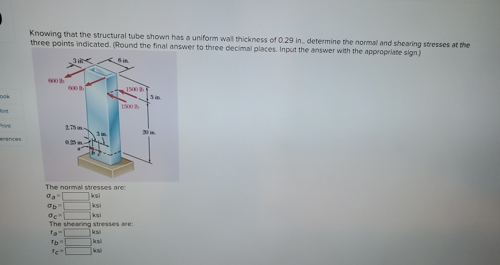 Solved Knowing that the structural tube shown has a uniform | Chegg.com