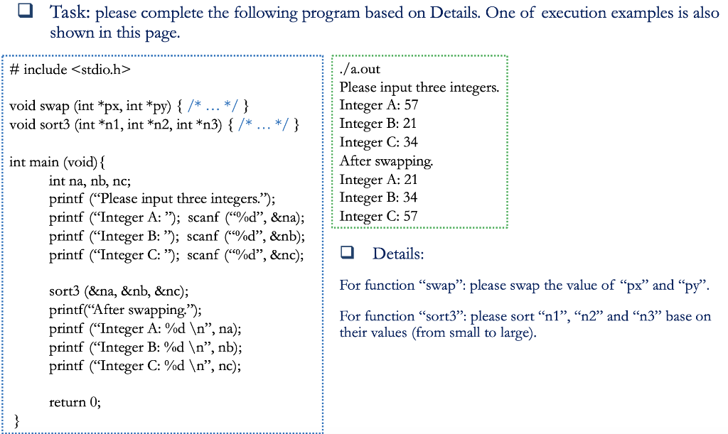 Solved Task: please complete the following program based on | Chegg.com