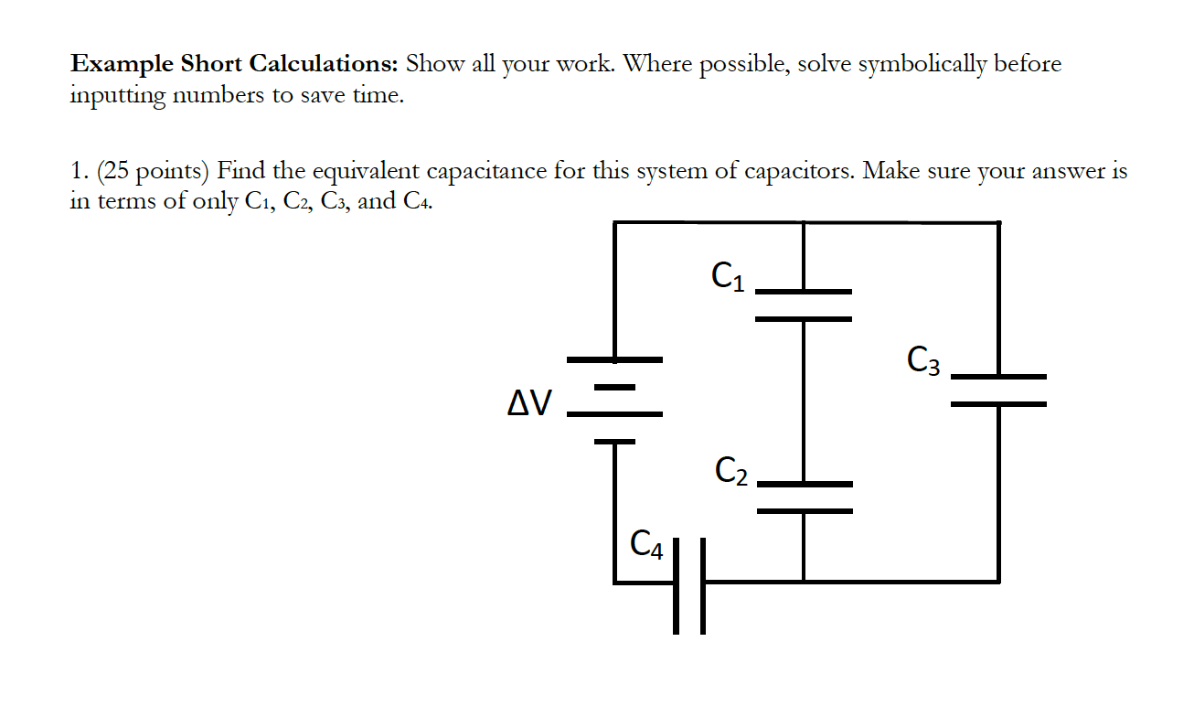 Solved Example Short Calculations: Show all your work. Where | Chegg.com