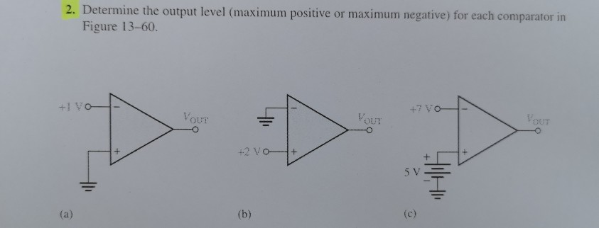 Solved 2. Determine the output level (maximum positive or | Chegg.com
