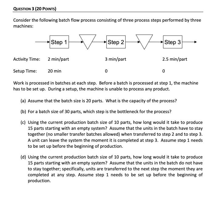 Solved Consider The Following Batch Flow Process Consisting