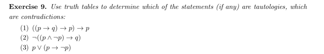 Solved Exercise 9. Use truth tables to determine which of | Chegg.com