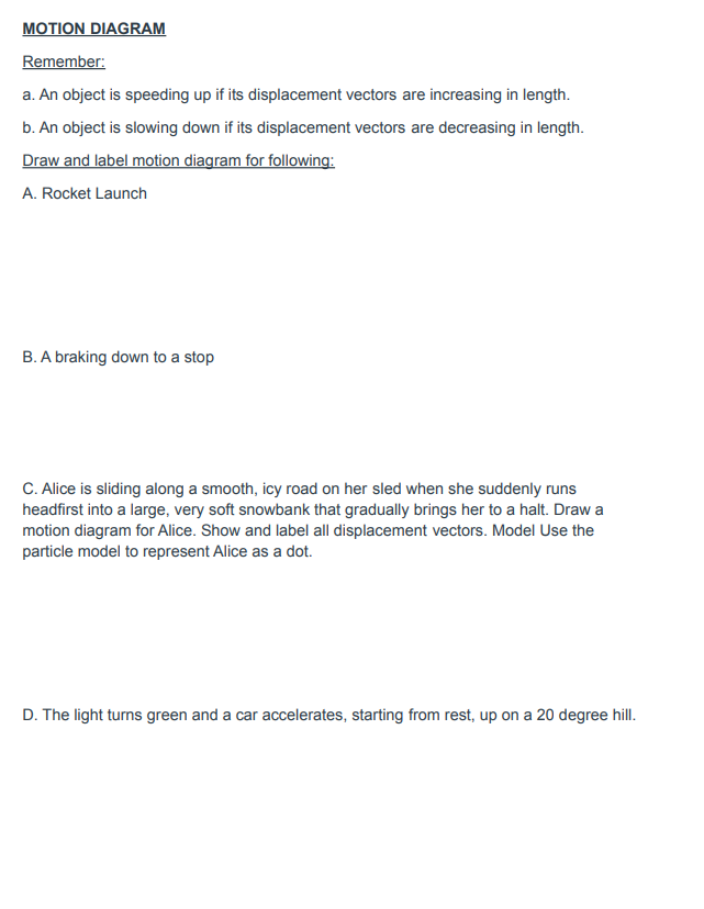 Solved MOTION DIAGRAM Remember: a. An object is speeding up | Chegg.com