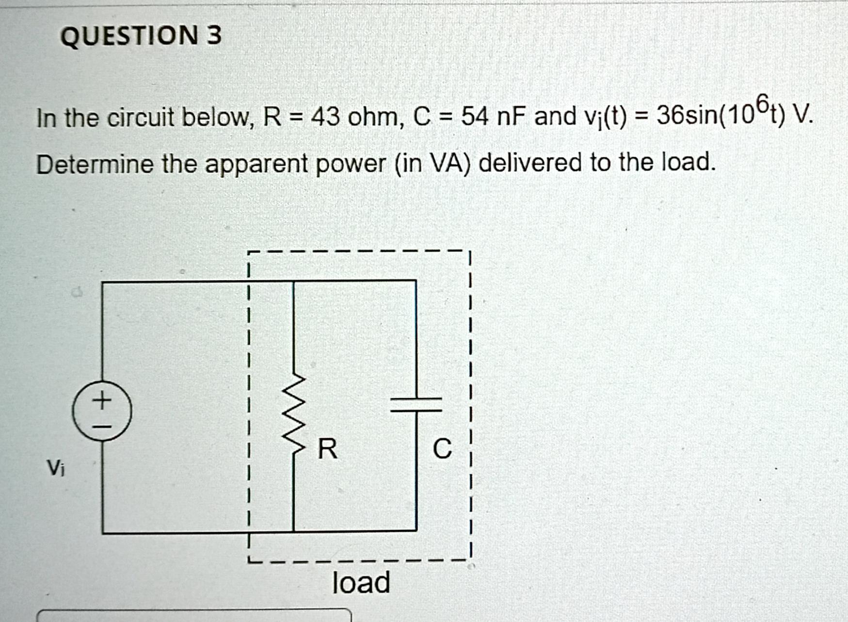 In the circuit below, R=43ohm,C=54nF and | Chegg.com