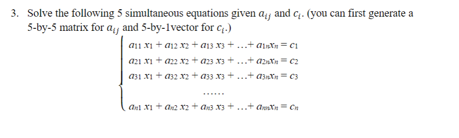 Solved Solve the following 5 simultaneous equations given | Chegg.com