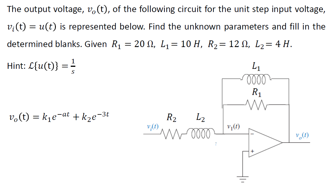 Solved The output voltage, vo(t), of the following circuit | Chegg.com