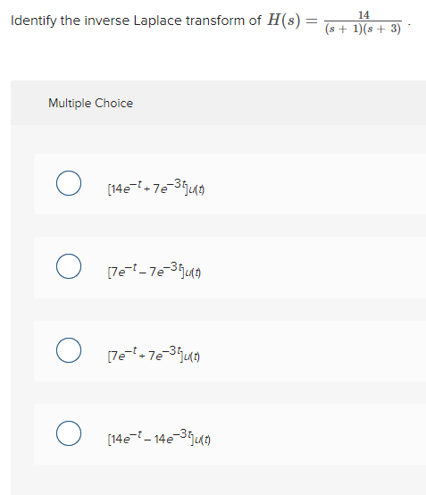 Solved Identify the inverse Laplace transform of | Chegg.com