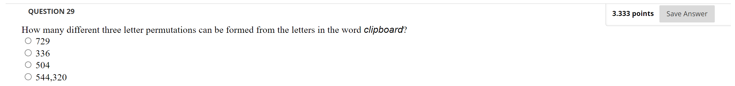 Solved How many different three letter permutations can be | Chegg.com