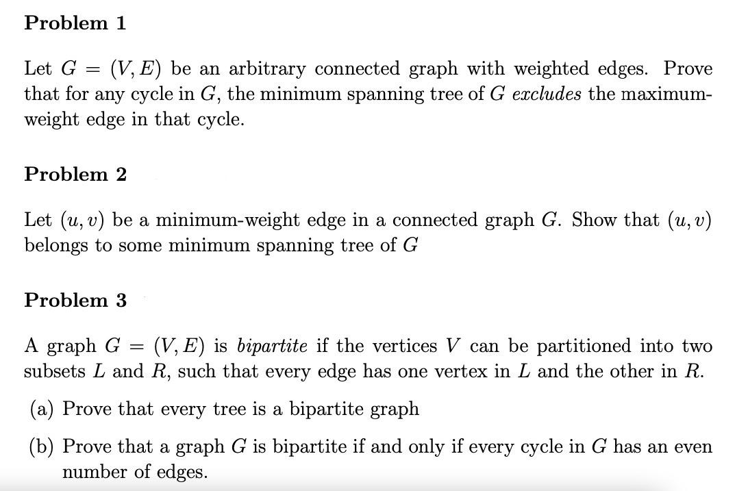 Solved Let G=(V,E) be an arbitrary connected graph with | Chegg.com