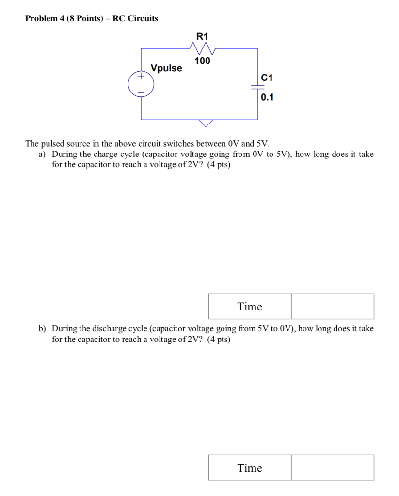 Solved Problem 4 (8 Points) - RC Circuits 100 Vpulse The | Chegg.com