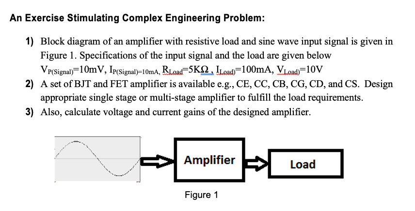 Solved An Exercise Stimulating Complex Engineering Problem: | Chegg.com