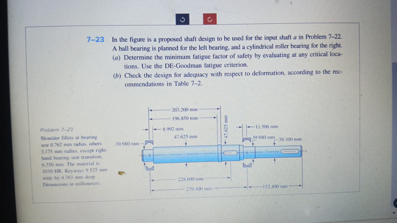 Solved 7-23 ﻿In the figure is a proposed shaft design to be | Chegg.com