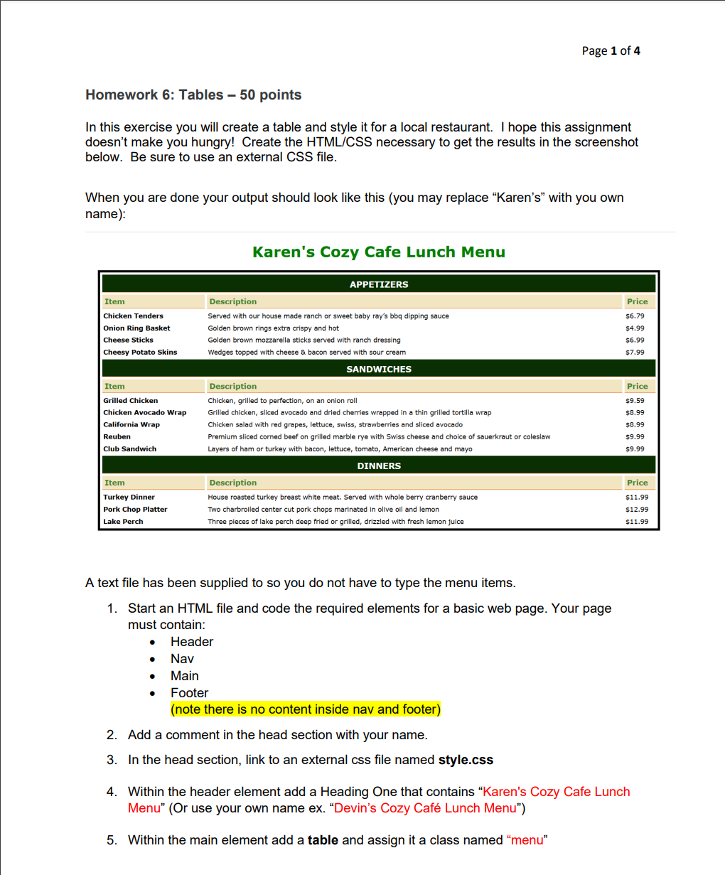 Solved Homework 6: Tables −50 points In this exercise you | Chegg.com