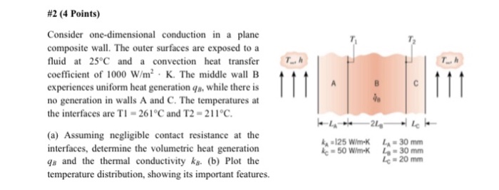 Solved #2 (4 Points) Consider one-dimensional conduction in | Chegg.com