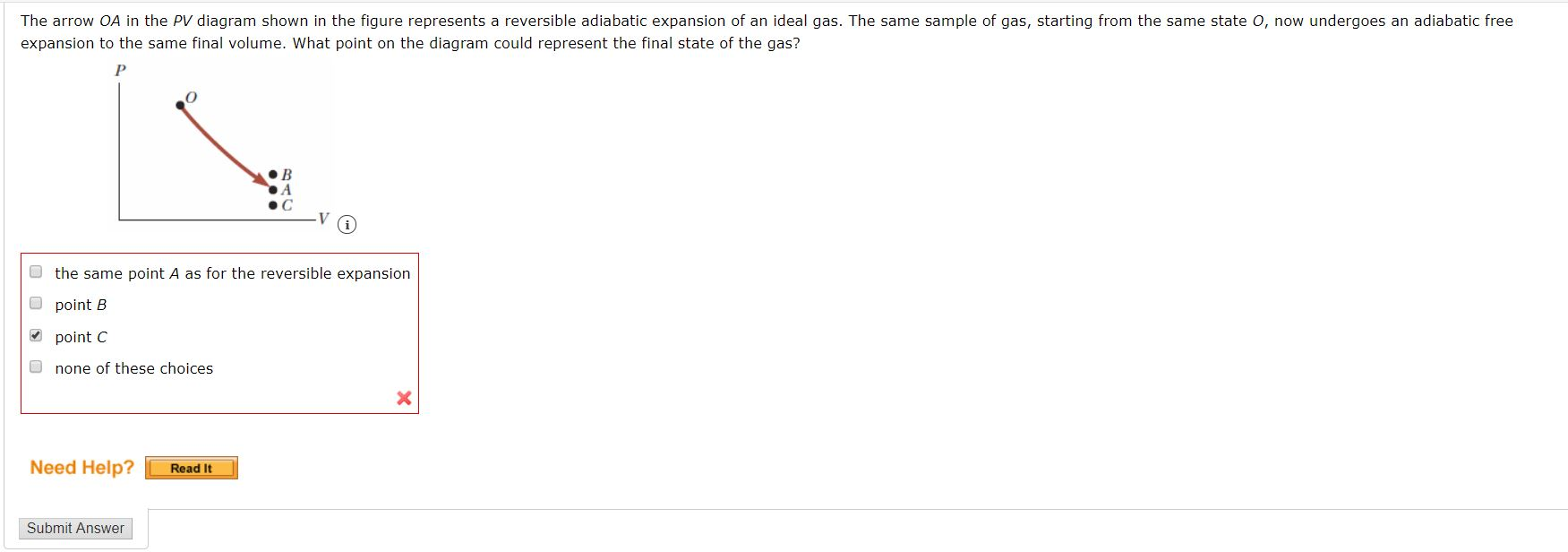 Solved The arrow OA in the PV diagram shown in the figure | Chegg.com