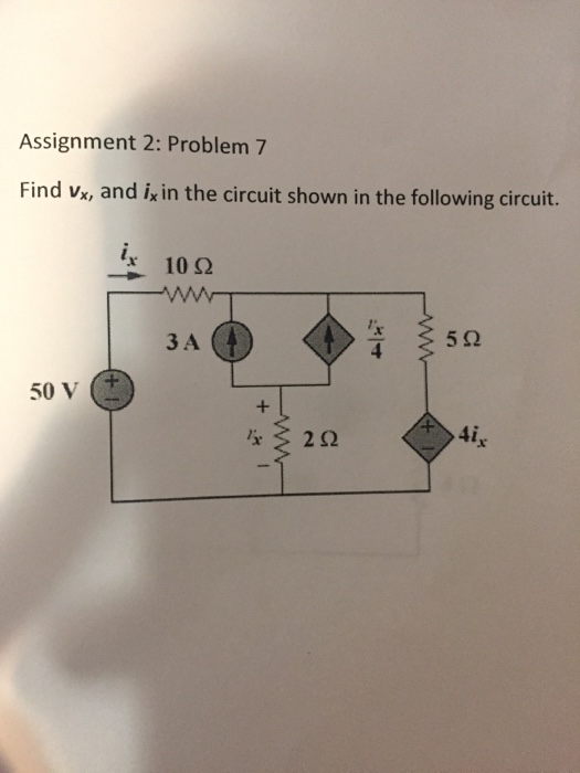 Solved Assignment 2: Problem 7 Find vx, and ix in the | Chegg.com