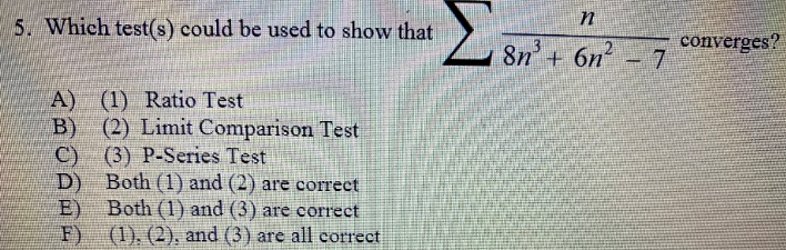 Solved n 5. Which test(s) could be used to show that | Chegg.com