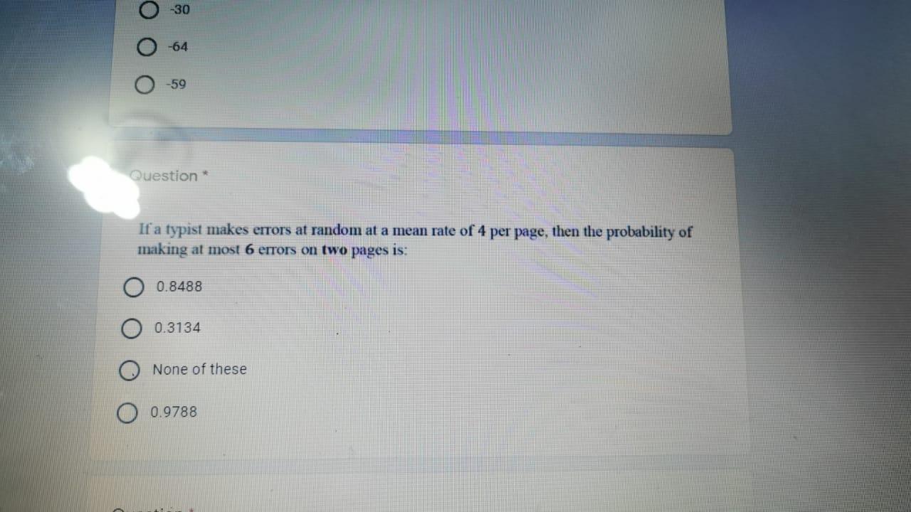 Solved -30 ооо -64 -59 Question If a typist makes errors at | Chegg.com