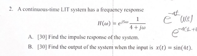 Solved A continuous-time LIT system has a frequency | Chegg.com