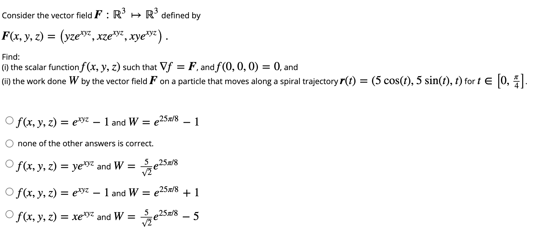Solved Consider the vector field F : R3 R3 defined by F(x, | Chegg.com