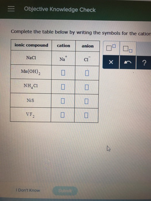 Solved Objective Knowledge Check Complete the table below by | Chegg.com