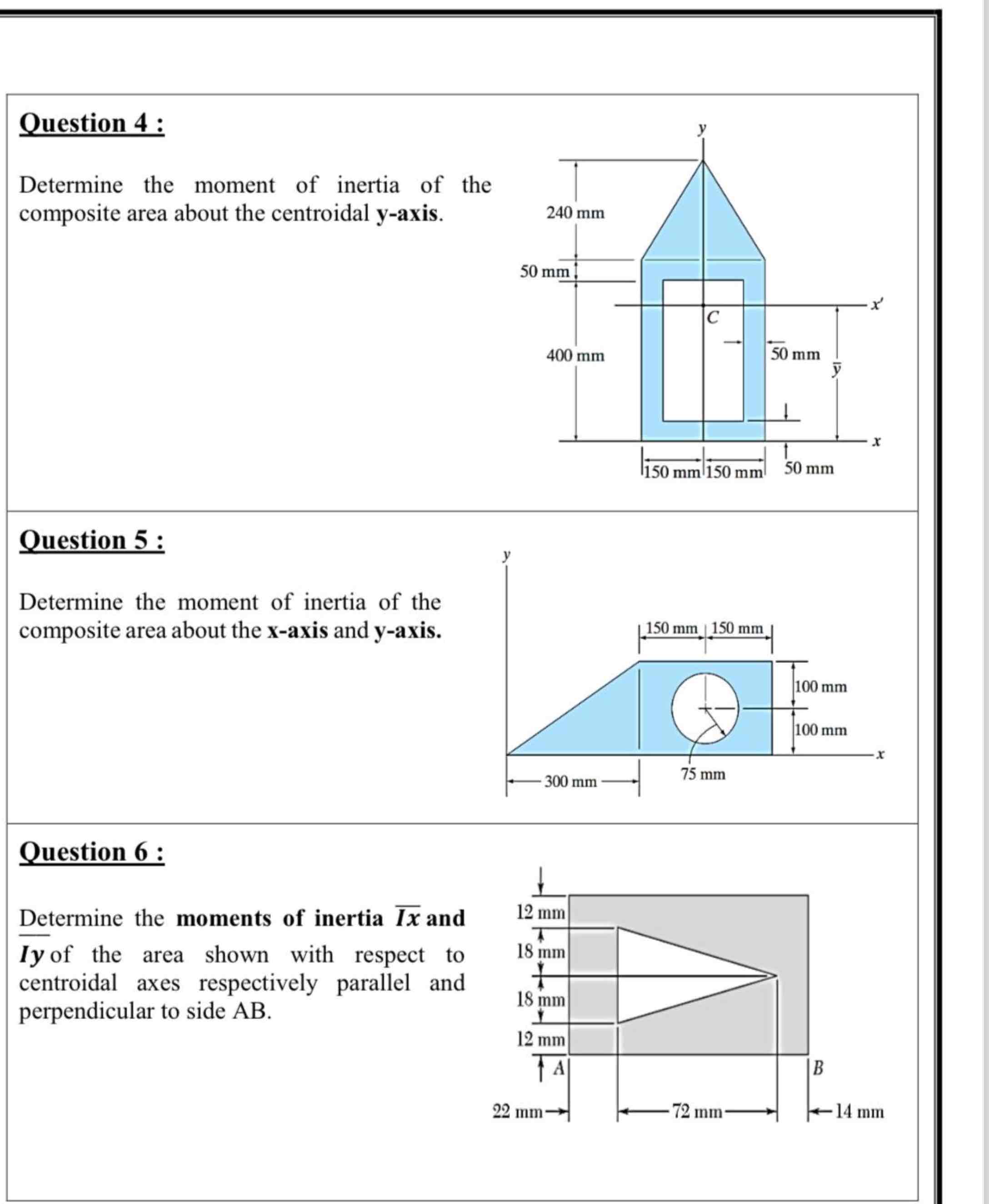 Solved Question 4 ﻿:Determine the moment of inertia of | Chegg.com
