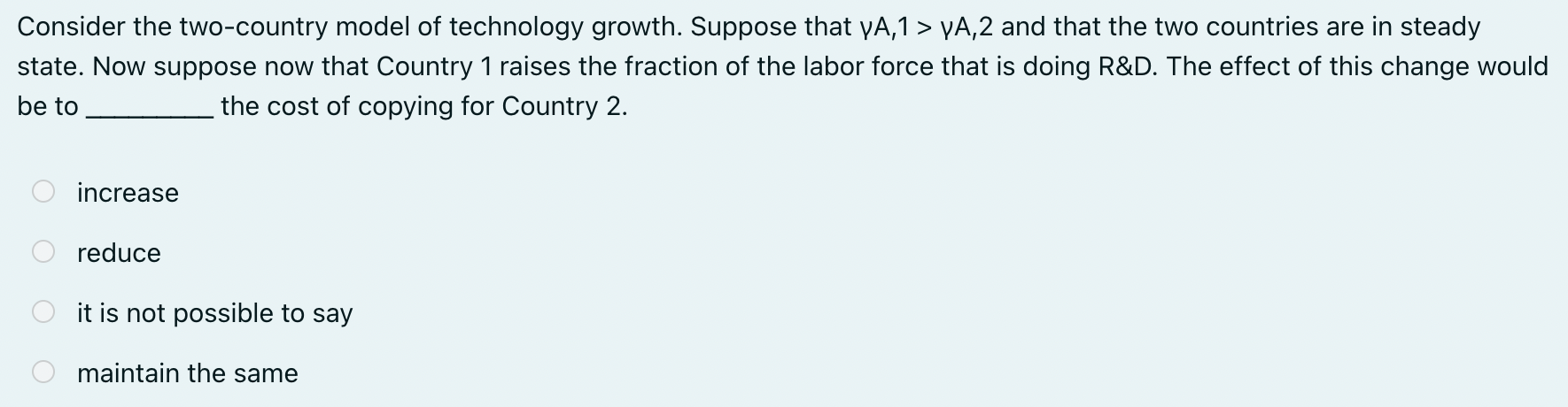 Solved Consider the two-country model of technology growth. | Chegg.com
