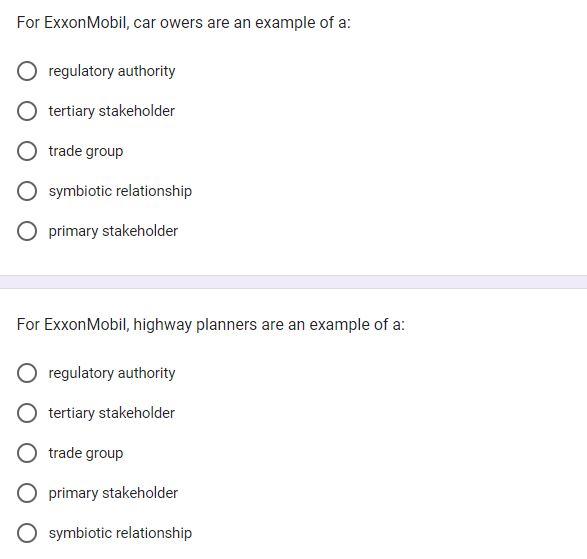 Solved For ExxonMobil, car owers are an example of a: | Chegg.com