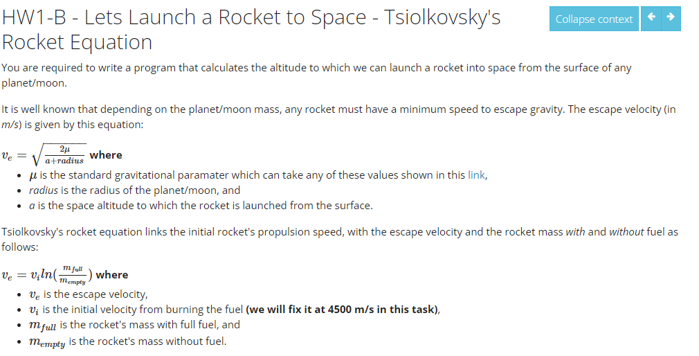 Solved → HW1-B - Lets Launch a Rocket to Space - | Chegg.com
