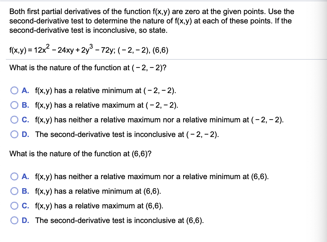 Solved Both first partial derivatives of the function f(x,y) | Chegg.com