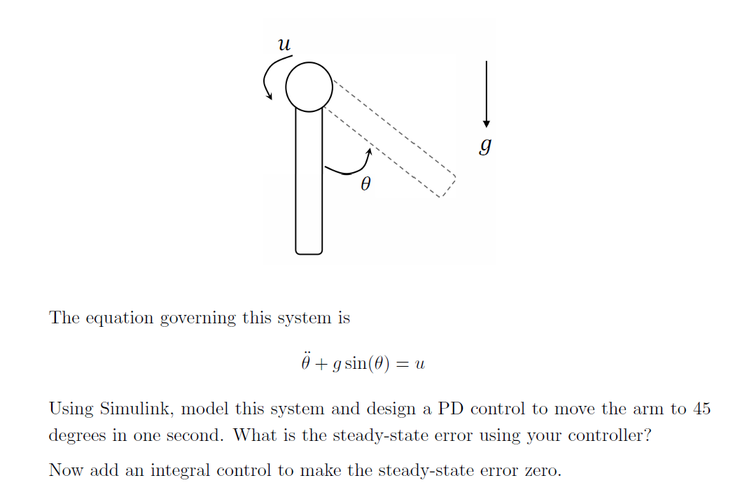 Solved [Problem \#4] Consider a one-link robot arm as shown | Chegg.com
