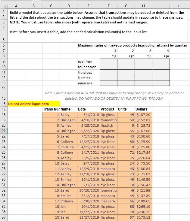 Please show the steps in excel, using table | Chegg.com