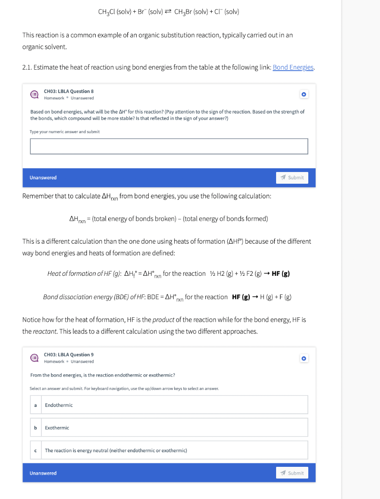Solved CH3Cl (solv) + Br" (solv) = CH3Br (solv) + Cl (solv) | Chegg.com