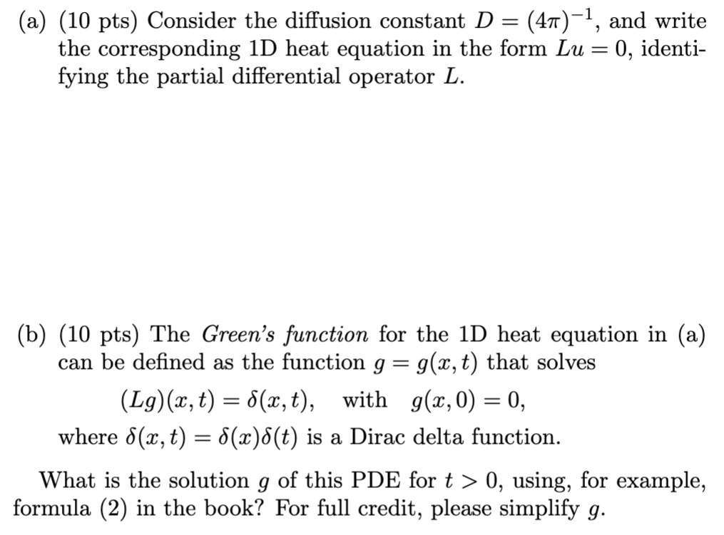 Solved (a) (10 pts) Consider the diffusion constant D = | Chegg.com