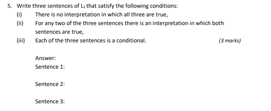 5. Write three sentences of Li that satisfy the | Chegg.com