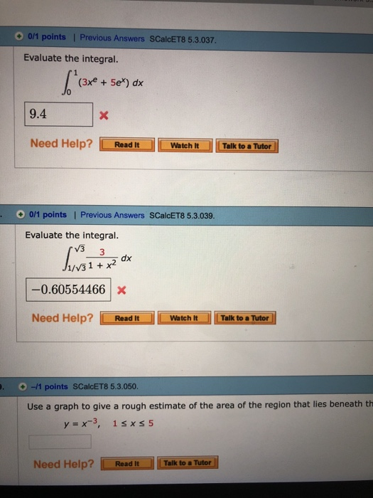 Solved O 0/1 points | Previous Answers SCalcET8 5.3.037. | Chegg.com
