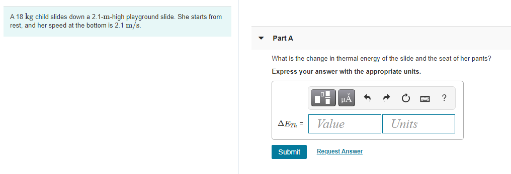 Solved A 18 kg child slides down a 2.1-m-high playground | Chegg.com