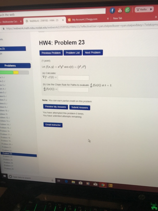 Solved %" Radio C My Account Chegg.comX X New Tab 911 HW4: | Chegg.com