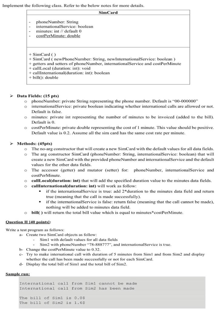 Solved Implement the following class. Refer to the below | Chegg.com