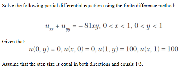 Solved Solve the following partial differential equation | Chegg.com