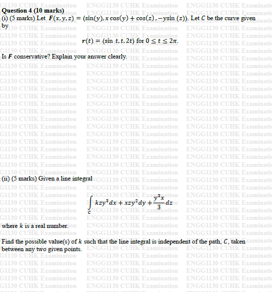 130 CUBExamination ENGG.130 CUHK Examination ENGG1130 | Chegg.com