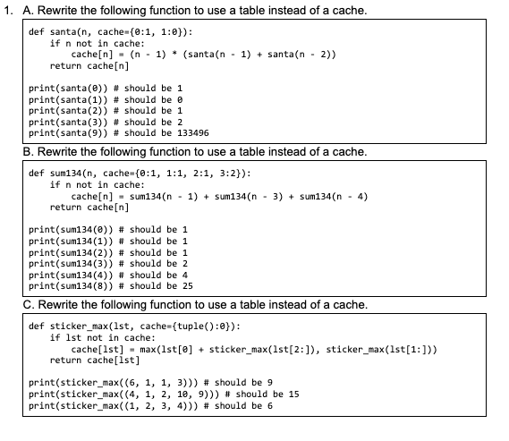 1. A. Rewrite the following function to use a table | Chegg.com
