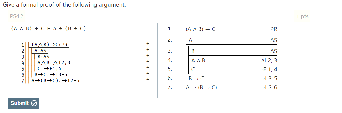 Give a formal proof of the following argument. PS4.2 | Chegg.com