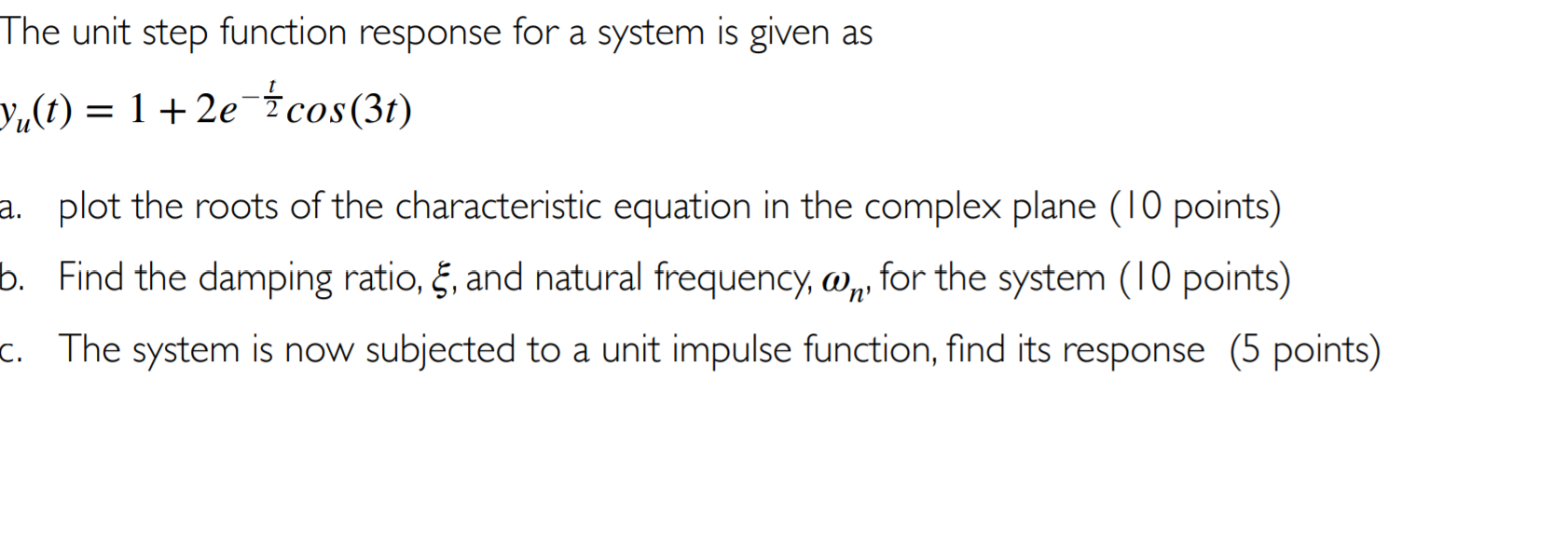 Solved The unit step function response for a system is given | Chegg.com