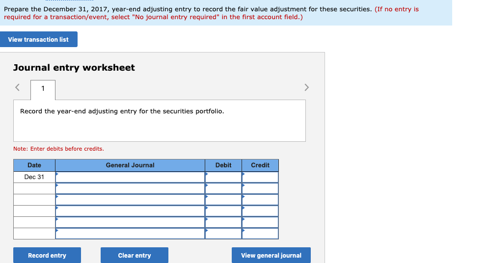 Solved Fair Value Adjustment General Journal Computation of | Chegg.com