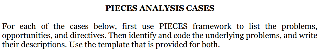 Solved For each of the cases below, first use PIECES | Chegg.com