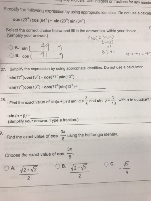Solved Simplify the following expression by using | Chegg.com