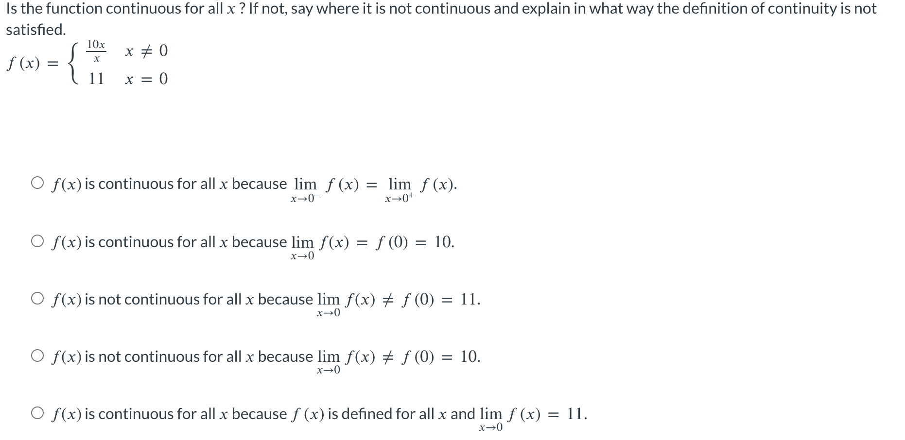Solved Is the function continuous for all x ? If not, say | Chegg.com