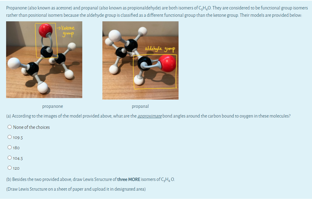 Solved Propanone (also known as acetone) and propanal (also | Chegg.com