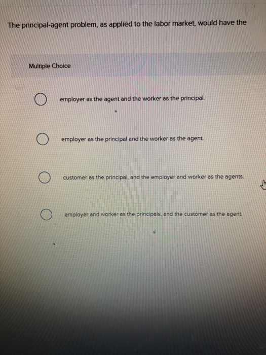 Solved The principle agent problem, as applied to the labor | Chegg.com
